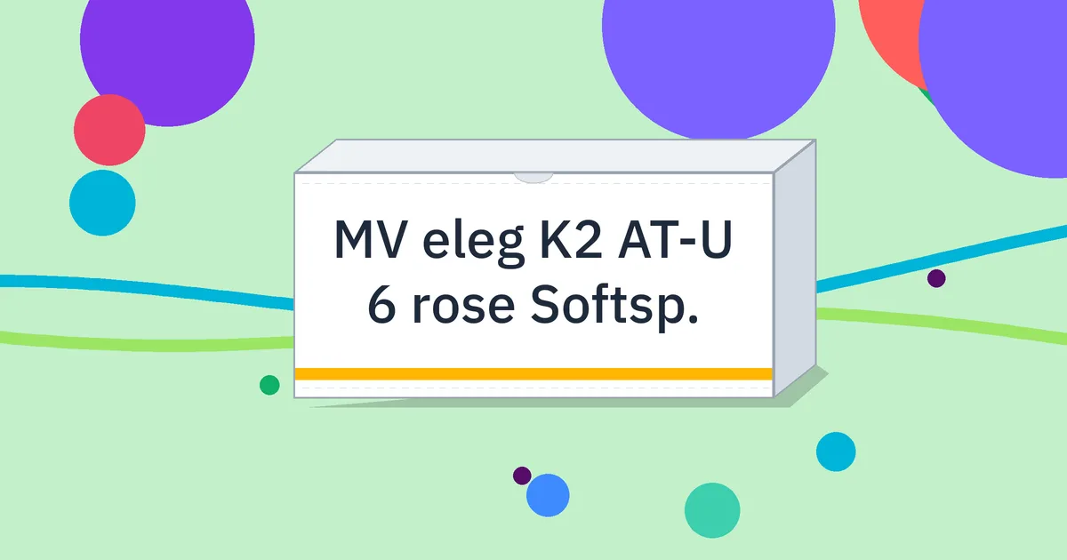 Symbolbild: Packung mit der Aufschrift MV eleg K2 AT-U 6 rose Softsp. (PZN 15291150) – Verfügbarkeit und Bezug in Apotheken in Frankfurt am Main