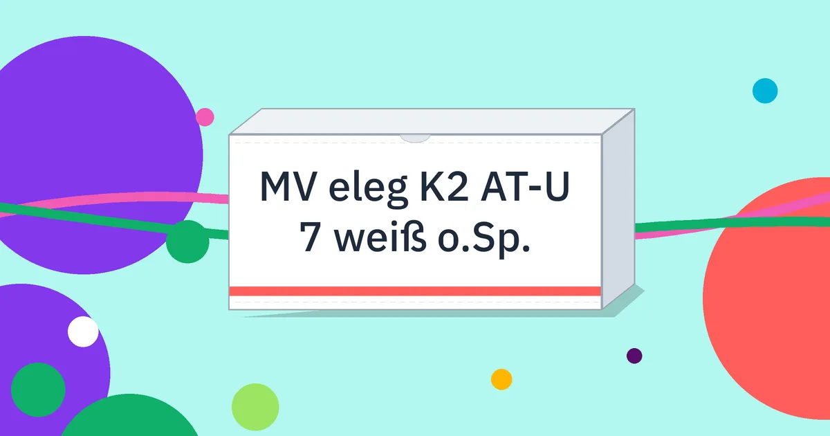 Symbolbild: Packung mit der Aufschrift MV eleg K2 AT-U 7 weiß o.Sp. (PZN 00314394) – Verfügbarkeit und Bezug in Apotheken in Frankfurt am Main