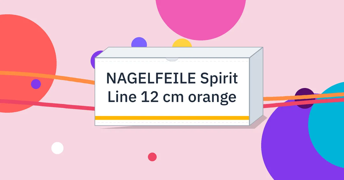 Symbolbild: Packung mit der Aufschrift NAGELFEILE Spirit Line 12 cm orange (PZN 01505386) – Verfügbarkeit und Bezug in Apotheken in Frankfurt am Main