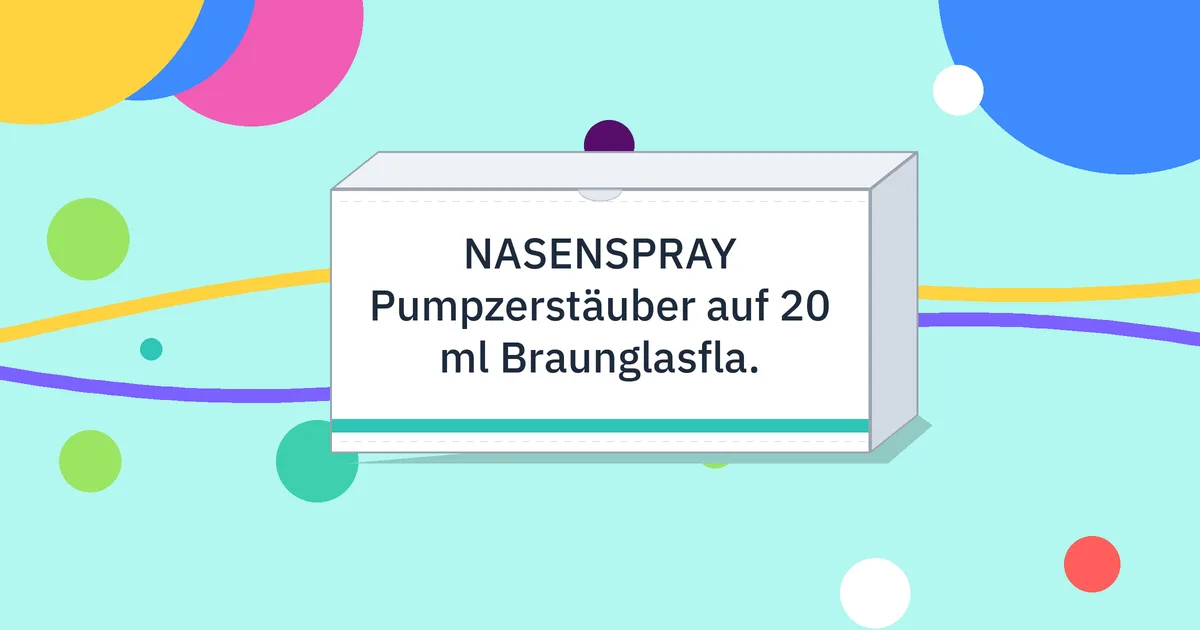 Symbolbild: Packung mit der Aufschrift NASENSPRAY Pumpzerstäuber auf 20 ml Braunglasfla. (PZN 06336735) – Verfügbarkeit und Bezug in Apotheken in Frankfurt am Main