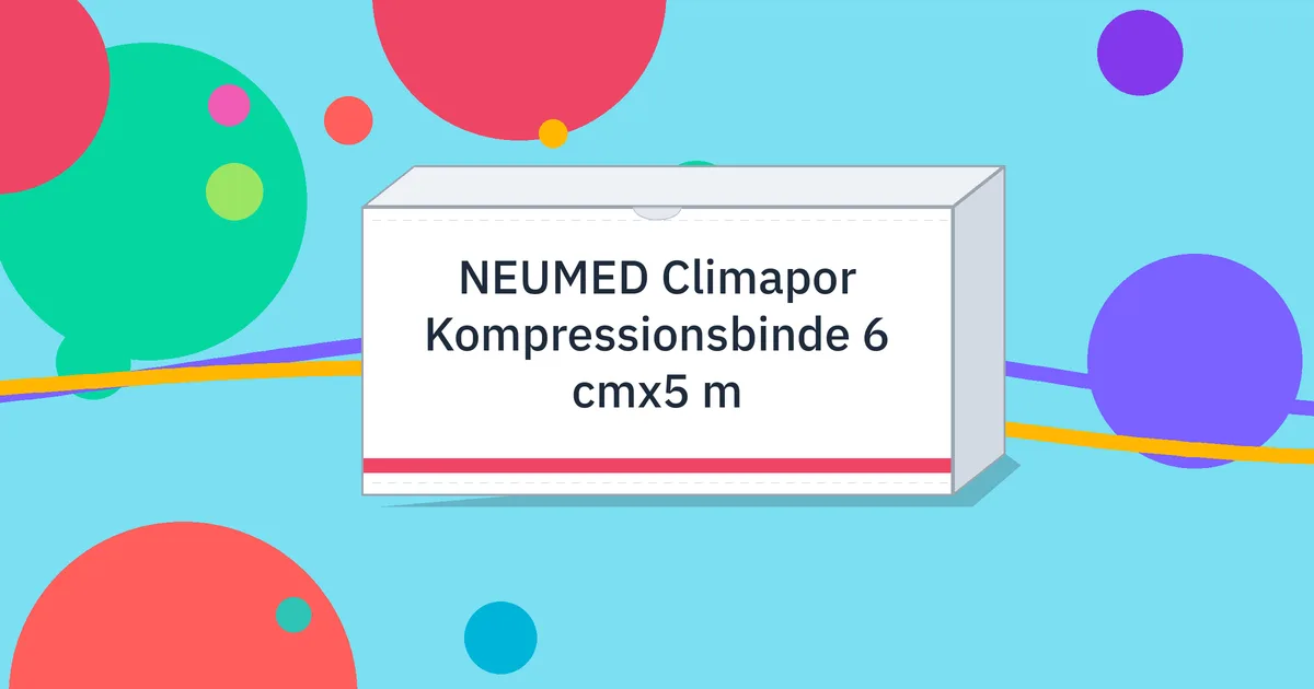 Symbolbild: Packung mit der Aufschrift NEUMED Climapor Kompressionsbinde 6 cmx5 m (PZN 13576262) – Verfügbarkeit und Bezug in Apotheken in Frankfurt am Main