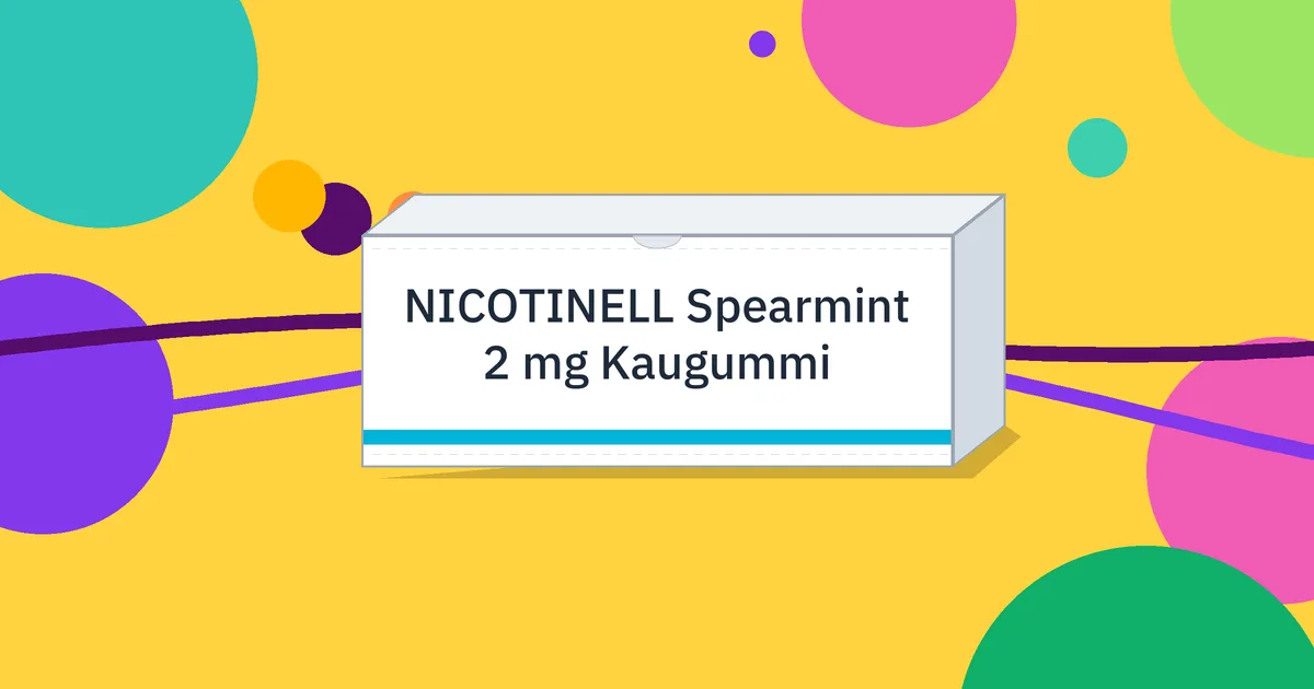 Symbolbild: Packung mit der Aufschrift NICOTINELL Spearmint 2 mg Kaugummi (PZN 20398068) – Verfügbarkeit und Bezug in Apotheken in Frankfurt am Main