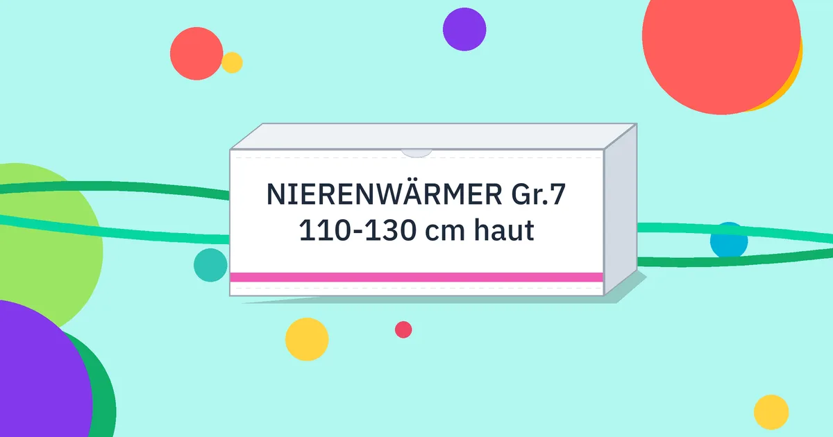 Symbolbild: Packung mit der Aufschrift NIERENWÄRMER Gr.7 110-130 cm haut (PZN 00608144) – Verfügbarkeit und Bezug in Apotheken in Frankfurt am Main