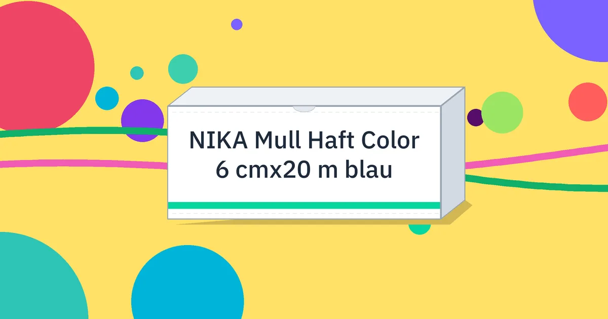 Symbolbild: Packung mit der Aufschrift NIKA Mull Haft Color 6 cmx20 m blau (PZN 10320332) – Verfügbarkeit und Bezug in Apotheken in Frankfurt am Main