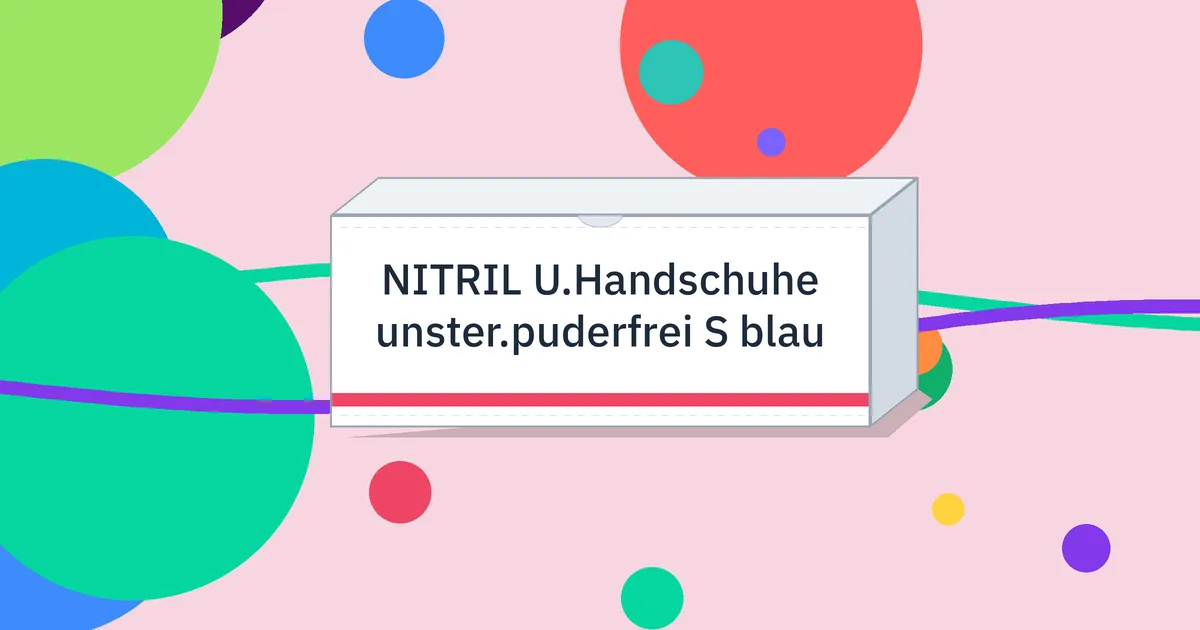 Symbolbild: Packung mit der Aufschrift NITRIL U.Handschuhe unster.puderfrei S blau (PZN 10319286) – Verfügbarkeit und Bezug in Apotheken in Frankfurt am Main