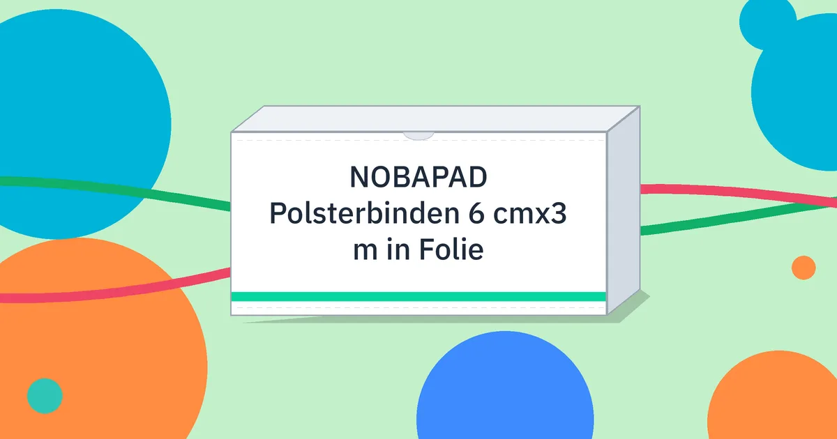 Symbolbild: Packung mit der Aufschrift NOBAPAD Polsterbinden 6 cmx3 m in Folie (PZN 07097942) – Verfügbarkeit und Bezug in Apotheken in Frankfurt am Main