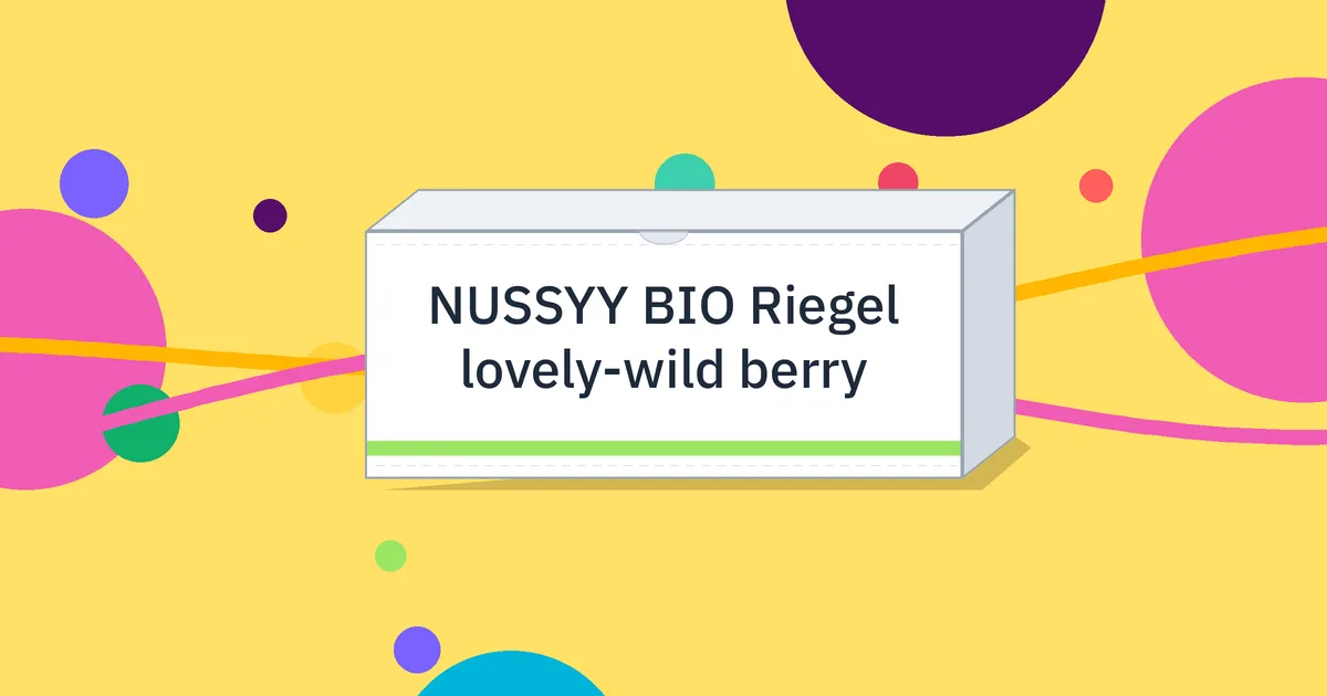 Symbolbild: Packung mit der Aufschrift NUSSYY BIO Riegel lovely-wild berry (PZN 15269050) – Verfügbarkeit und Bezug in Apotheken in Frankfurt am Main