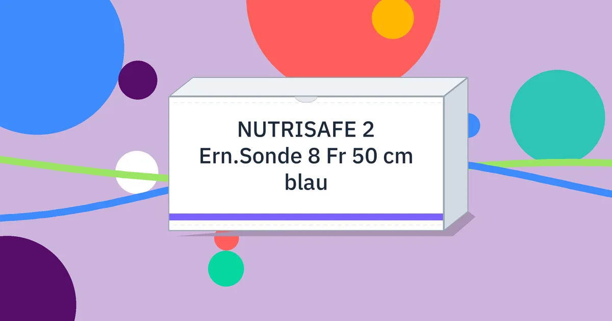 Symbolbild: Packung mit der Aufschrift NUTRISAFE 2 Ern.Sonde 8 Fr 50 cm blau (PZN 12907484) – Verfügbarkeit und Bezug in Apotheken in Frankfurt am Main