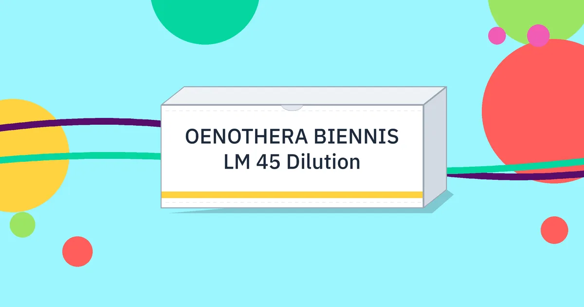 Symbolbild: Packung mit der Aufschrift OENOTHERA BIENNIS LM 45 Dilution (PZN 13623062) – Verfügbarkeit und Bezug in Apotheken in Frankfurt am Main