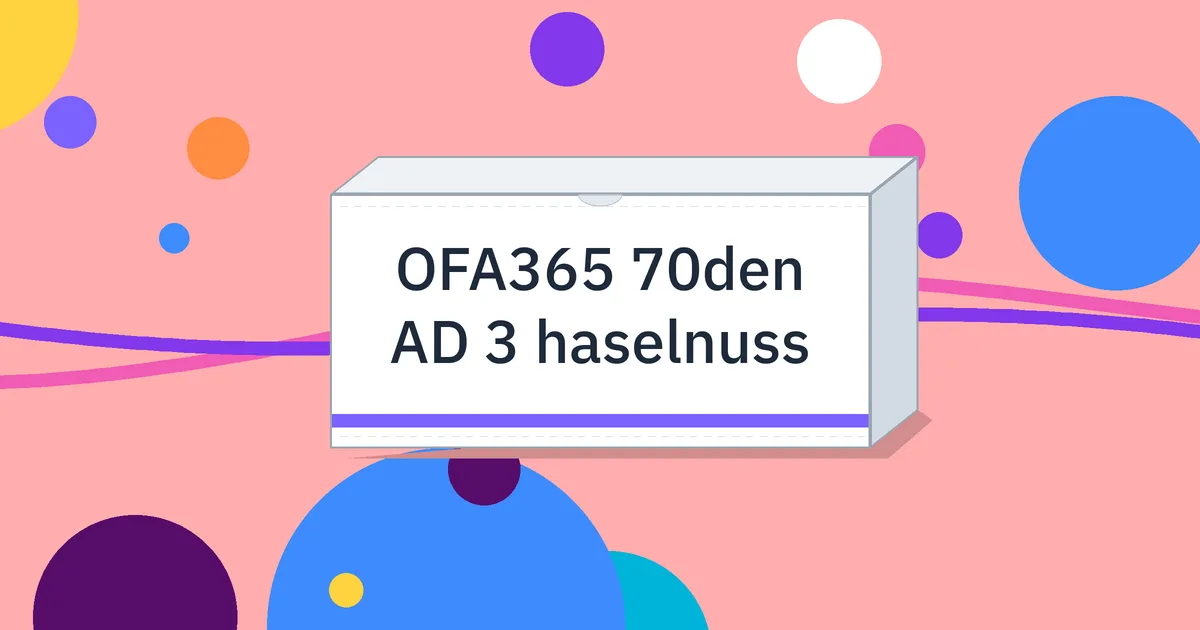 Symbolbild: Packung mit der Aufschrift OFA365 70den AD 3 haselnuss (PZN 16721983) – Verfügbarkeit und Bezug in Apotheken in Frankfurt am Main