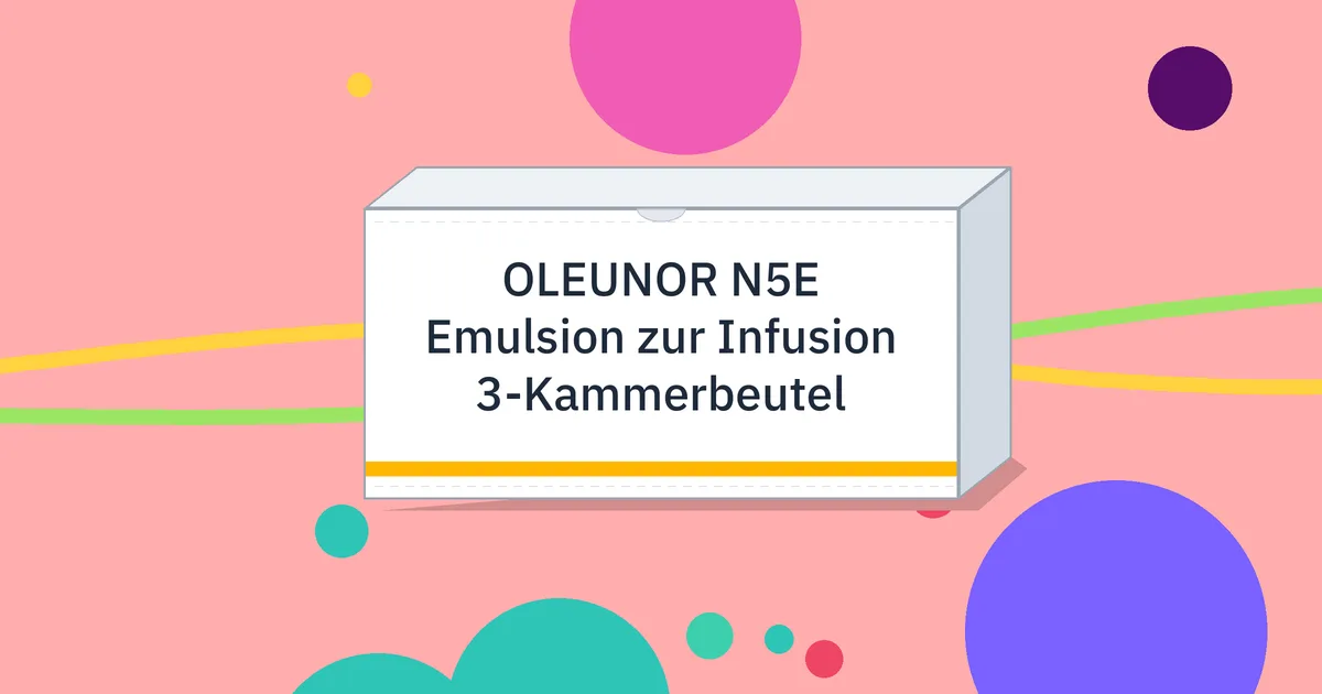 Symbolbild: Packung mit der Aufschrift OLEUNOR N5E Emulsion zur Infusion 3-Kammerbeutel (PZN 17908838) – Verfügbarkeit und Bezug in Apotheken in Frankfurt am Main