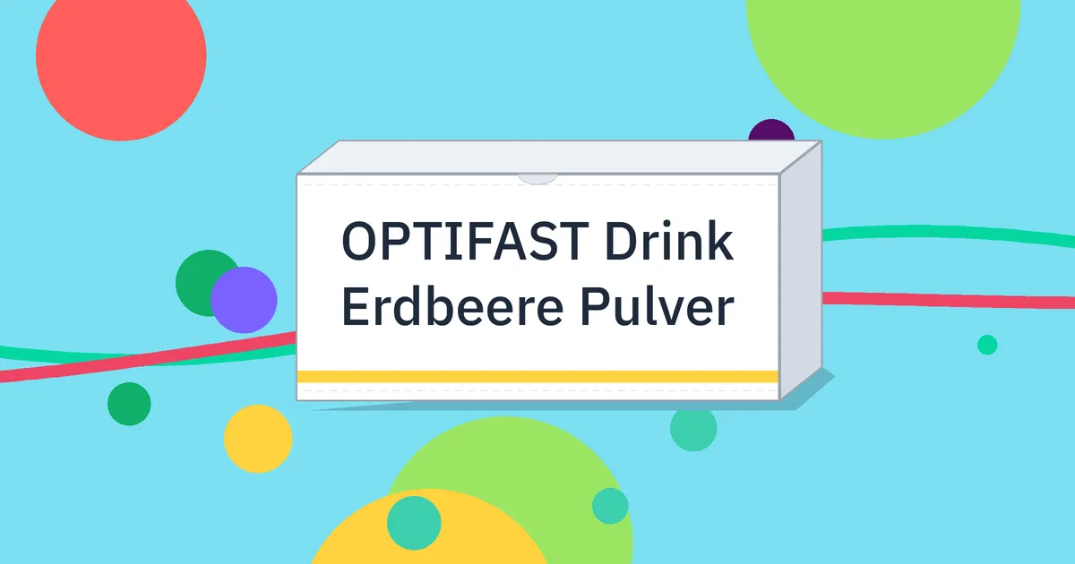 Symbolbild: Packung mit der Aufschrift OPTIFAST Drink Erdbeere Pulver (PZN 16016121) – Verfügbarkeit und Bezug in Apotheken in Frankfurt am Main