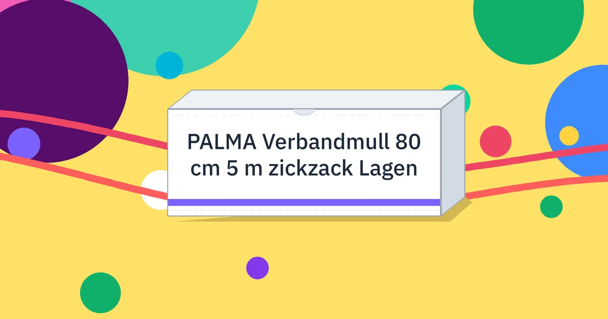 Symbolbild: Packung mit der Aufschrift PALMA Verbandmull 80 cm 5 m zickzack Lagen (PZN 02794961) – Verfügbarkeit und Bezug in Apotheken in Frankfurt am Main