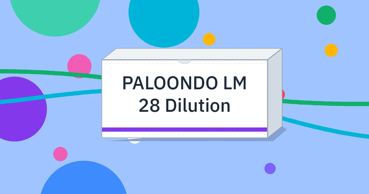 Symbolbild: Packung mit der Aufschrift PALOONDO LM 28 Dilution (PZN 13630518) – Verfügbarkeit und Bezug in Apotheken in Frankfurt am Main