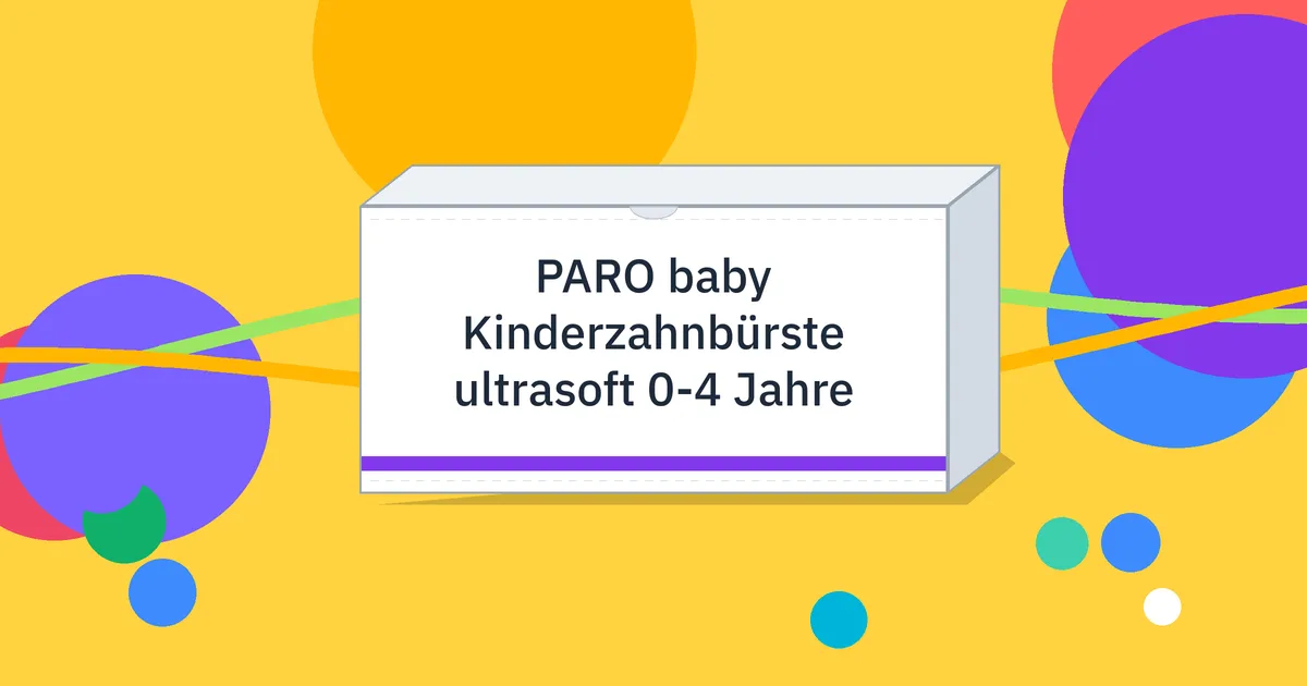 Symbolbild: Packung mit der Aufschrift PARO baby Kinderzahnbürste ultrasoft 0-4 Jahre (PZN 14134419) – Verfügbarkeit und Bezug in Apotheken in Frankfurt am Main