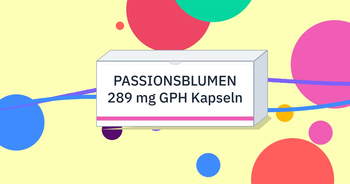 Symbolbild: Packung mit der Aufschrift PASSIONSBLUMEN 289 mg GPH Kapseln (PZN 09749478) – Verfügbarkeit und Bezug in Apotheken in Frankfurt am Main