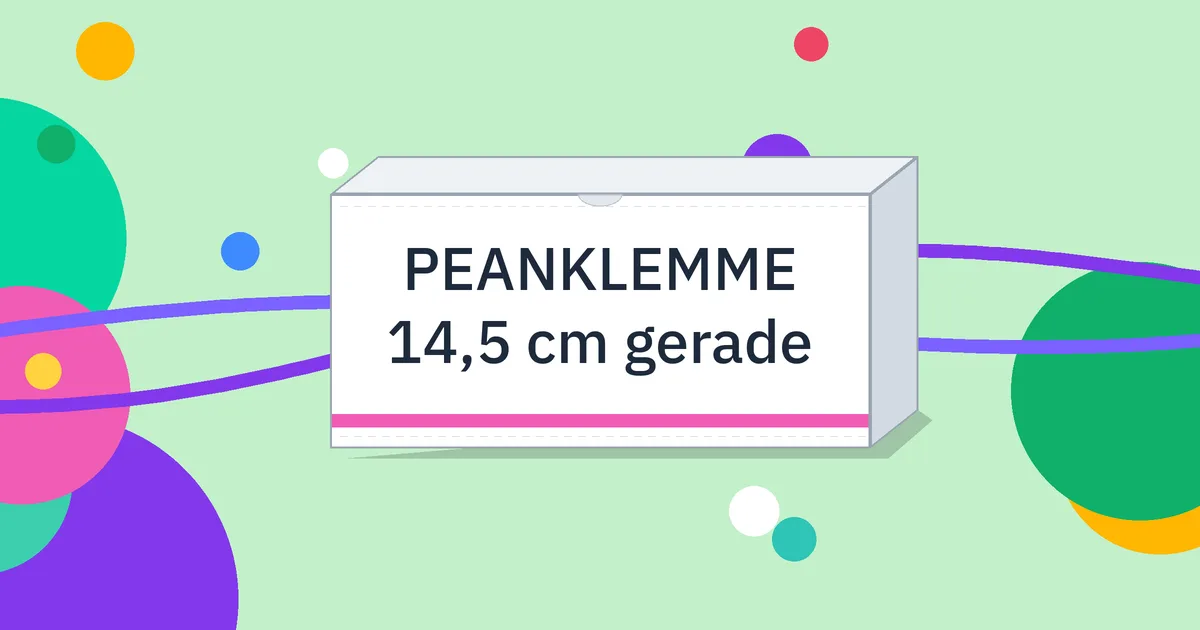 Symbolbild: Packung mit der Aufschrift PEANKLEMME 14,5 cm gerade (PZN 09306338) – Verfügbarkeit und Bezug in Apotheken in Frankfurt am Main