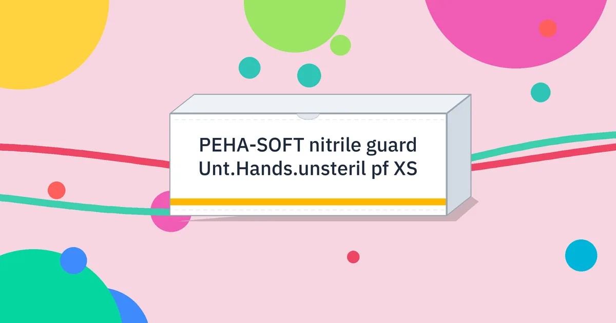 Symbolbild: Packung mit der Aufschrift PEHA-SOFT nitrile guard Unt.Hands.unsteril pf XS (PZN 03539159) – Verfügbarkeit und Bezug in Apotheken in Frankfurt am Main
