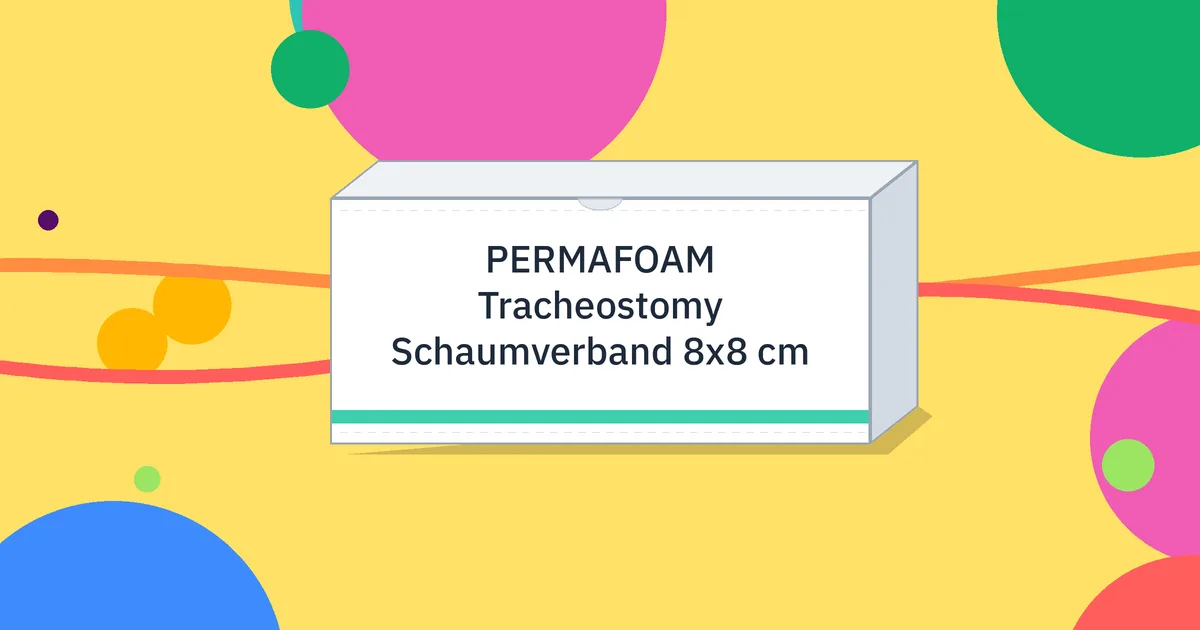 Symbolbild: Packung mit der Aufschrift PERMAFOAM Tracheostomy Schaumverband 8x8 cm (PZN 07244538) – Verfügbarkeit und Bezug in Apotheken in Frankfurt am Main