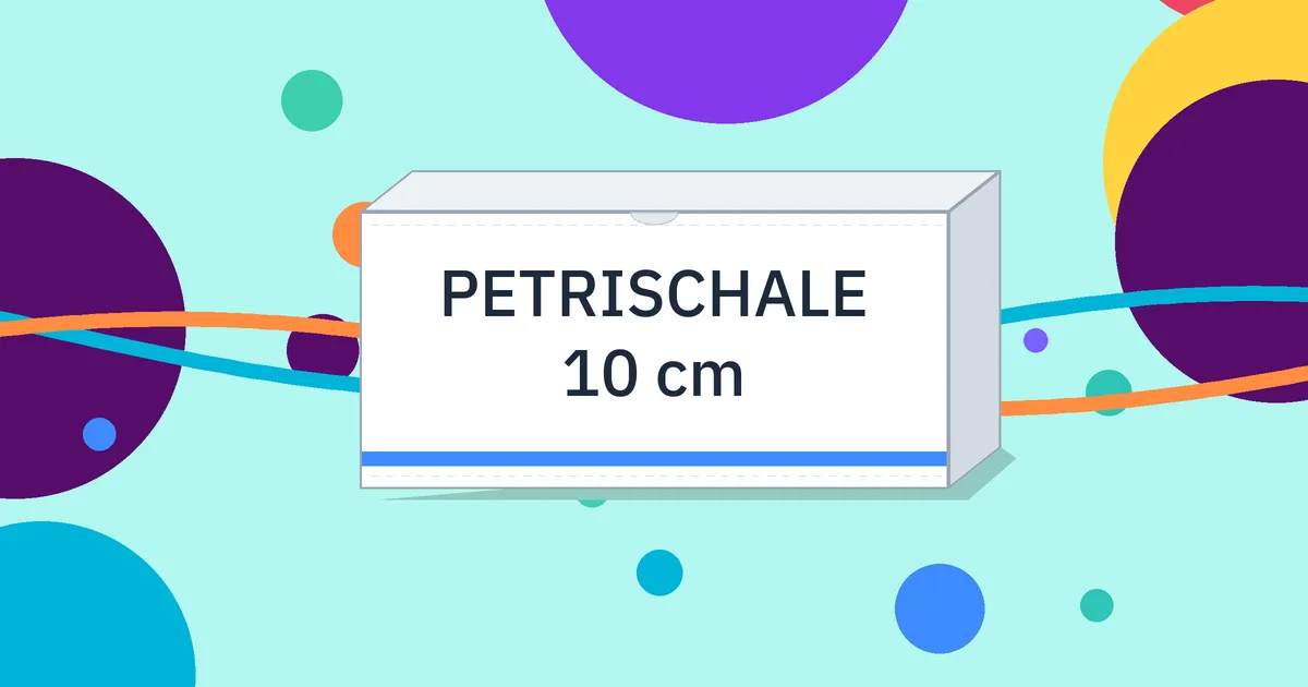 Symbolbild: Packung mit der Aufschrift PETRISCHALE 10 cm (PZN 04845728) – Verfügbarkeit und Bezug in Apotheken in Frankfurt am Main