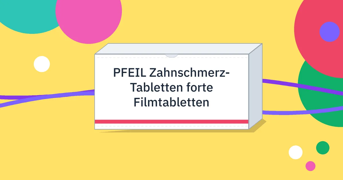 Symbolbild: Packung mit der Aufschrift PFEIL Zahnschmerz-Tabletten forte Filmtabletten (PZN 00410554) – Verfügbarkeit und Bezug in Apotheken in Frankfurt am Main