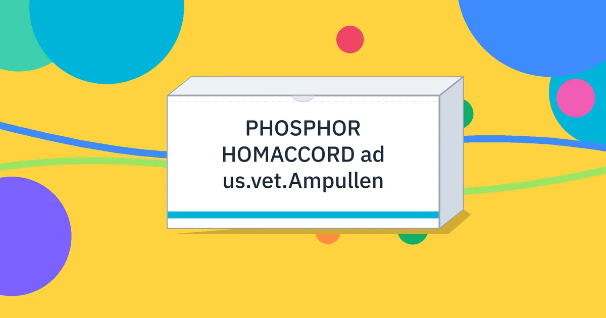 Symbolbild: Packung mit der Aufschrift PHOSPHOR HOMACCORD ad us.vet.Ampullen (PZN 02585097) – Verfügbarkeit und Bezug in Apotheken in Frankfurt am Main