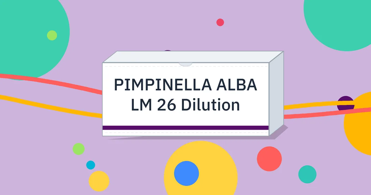 Symbolbild: Packung mit der Aufschrift PIMPINELLA ALBA LM 26 Dilution (PZN 13644041) – Verfügbarkeit und Bezug in Apotheken in Frankfurt am Main