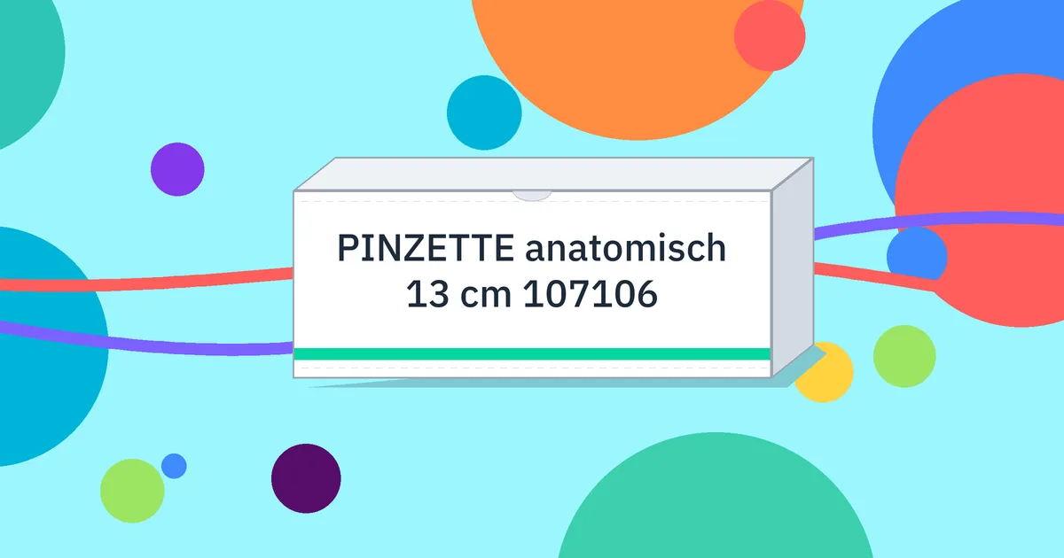 Symbolbild: Packung mit der Aufschrift PINZETTE anatomisch 13 cm 107106 (PZN 04756054) – Verfügbarkeit und Bezug in Apotheken in Frankfurt am Main