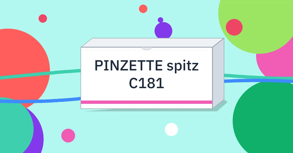 Symbolbild: Packung mit der Aufschrift PINZETTE spitz C181 (PZN 01451360) – Verfügbarkeit und Bezug in Apotheken in Frankfurt am Main