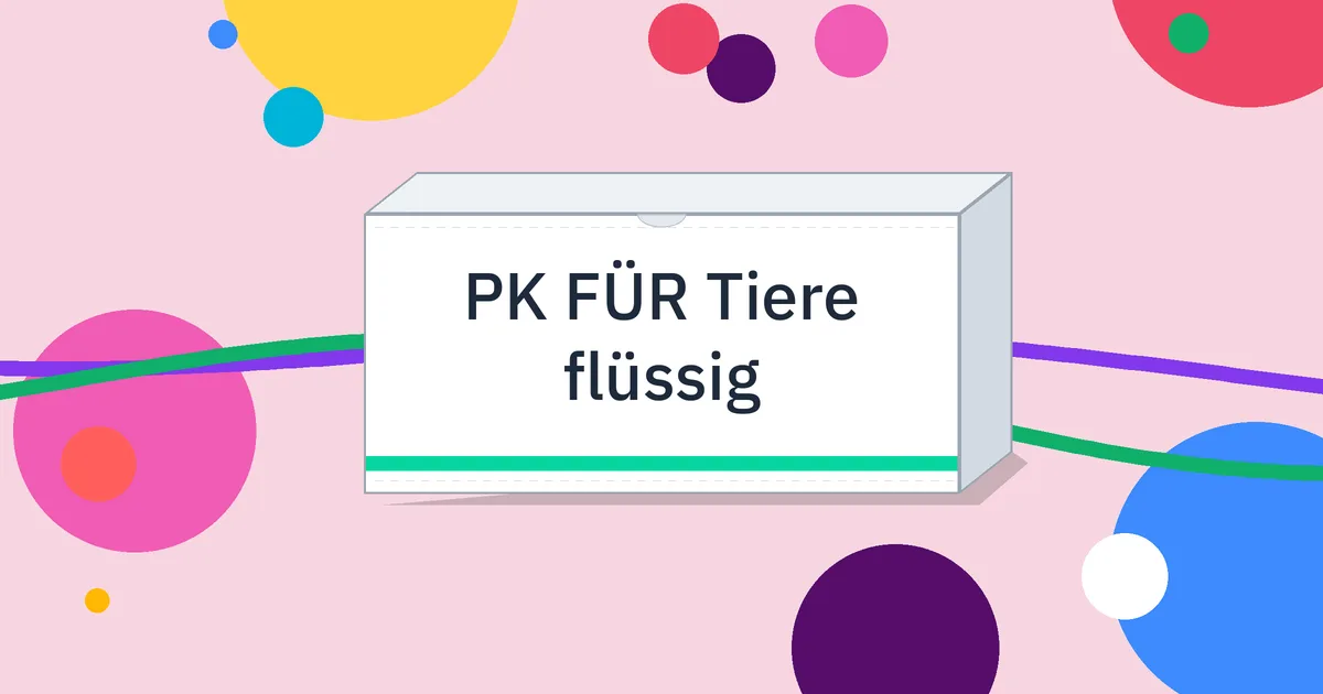 Symbolbild: Packung mit der Aufschrift PK FÜR Tiere flüssig (PZN 03751646) – Verfügbarkeit und Bezug in Apotheken in Frankfurt am Main