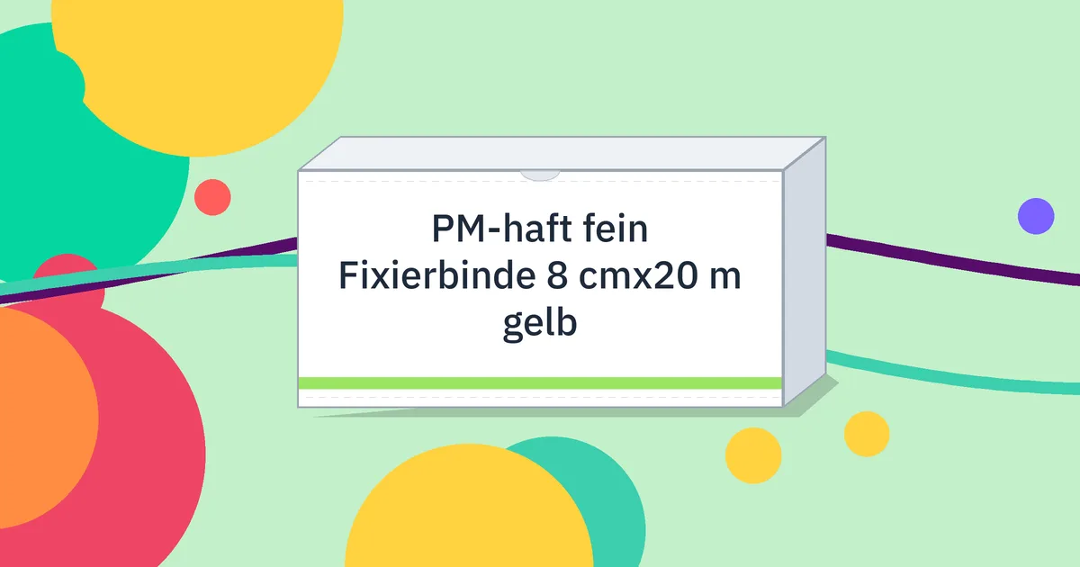 Symbolbild: Packung mit der Aufschrift PM-haft fein Fixierbinde 8 cmx20 m gelb (PZN 18846358) – Verfügbarkeit und Bezug in Apotheken in Frankfurt am Main