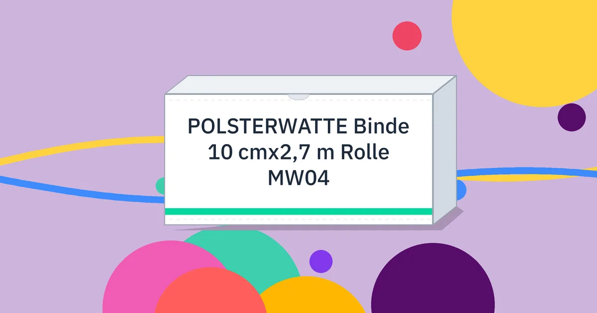 Symbolbild: Packung mit der Aufschrift POLSTERWATTE Binde 10 cmx2,7 m Rolle MW04 (PZN 03198422) – Verfügbarkeit und Bezug in Apotheken in Frankfurt am Main