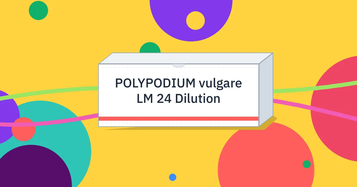 Symbolbild: Packung mit der Aufschrift POLYPODIUM vulgare LM 24 Dilution (PZN 13663498) – Verfügbarkeit und Bezug in Apotheken in Frankfurt am Main