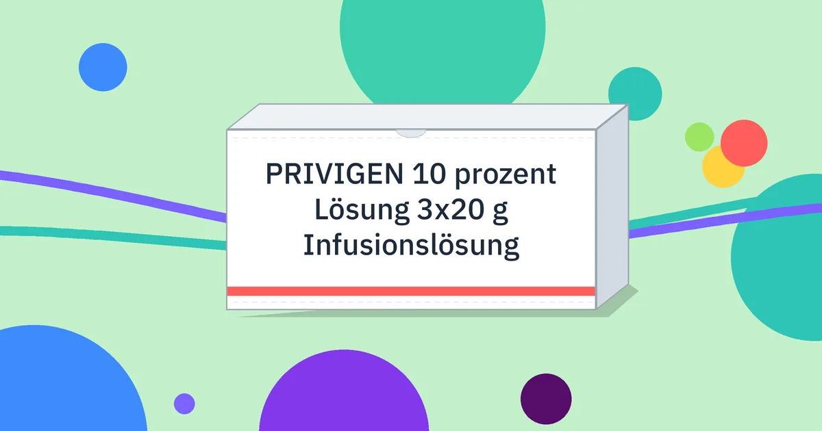 Symbolbild: Packung mit der Aufschrift PRIVIGEN 10 prozent Lösung 3x20 g Infusionslösung (PZN 12412682) – Verfügbarkeit und Bezug in Apotheken in Frankfurt am Main