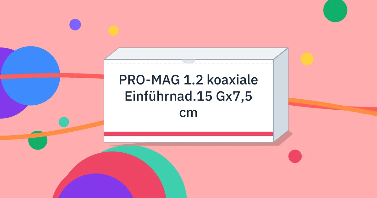 Symbolbild: Packung mit der Aufschrift PRO-MAG 1.2 koaxiale Einführnad.15 Gx7,5 cm (PZN 06768044) – Verfügbarkeit und Bezug in Apotheken in Frankfurt am Main