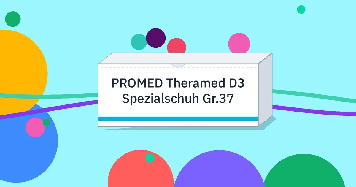 Symbolbild: Packung mit der Aufschrift PROMED Theramed D3 Spezialschuh Gr.37 (PZN 05482280) – Verfügbarkeit und Bezug in Apotheken in Frankfurt am Main