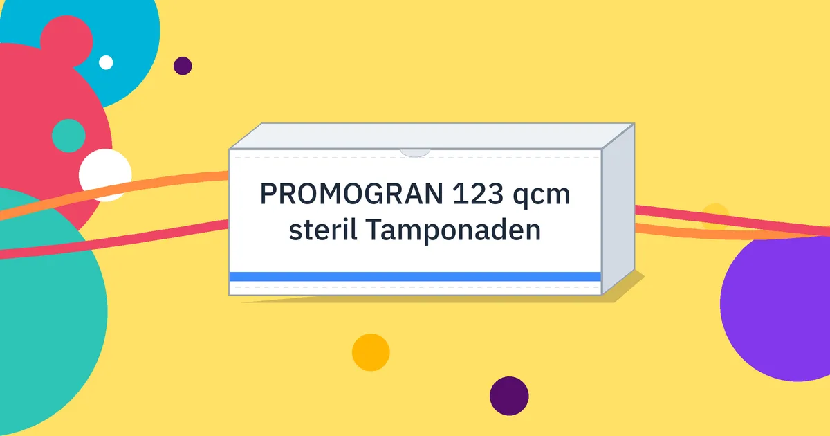 Symbolbild: Packung mit der Aufschrift PROMOGRAN 123 qcm steril Tamponaden (PZN 02063944) – Verfügbarkeit und Bezug in Apotheken in Frankfurt am Main