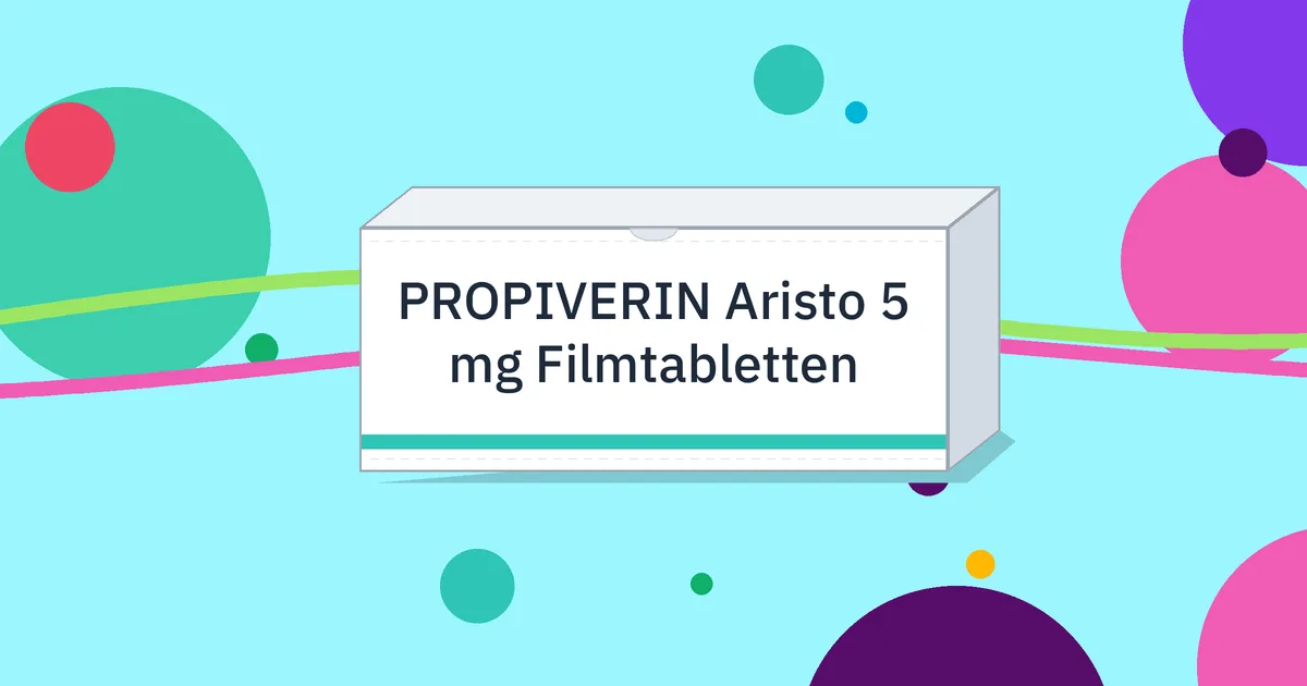 Symbolbild: Packung mit der Aufschrift PROPIVERIN Aristo 5 mg Filmtabletten (PZN 07795439) – Verfügbarkeit und Bezug in Apotheken in Frankfurt am Main
