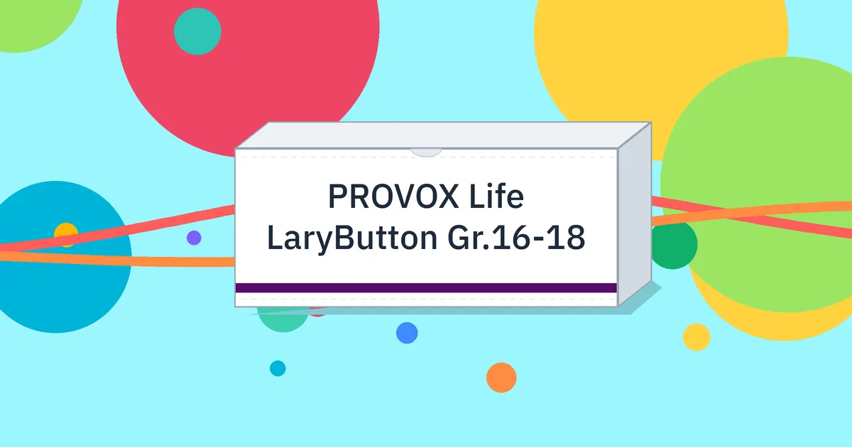 Symbolbild: Packung mit der Aufschrift PROVOX Life LaryButton Gr.16-18 (PZN 19625470) – Verfügbarkeit und Bezug in Apotheken in Frankfurt am Main