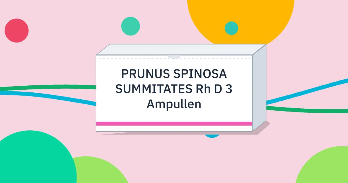 Symbolbild: Packung mit der Aufschrift PRUNUS SPINOSA SUMMITATES Rh D 3 Ampullen (PZN 01625357) – Verfügbarkeit und Bezug in Apotheken in Frankfurt am Main