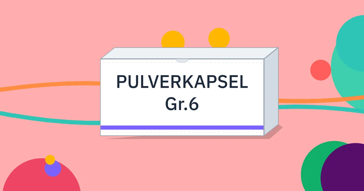Symbolbild: Packung mit der Aufschrift PULVERKAPSEL Gr.6 (PZN 17543153) – Verfügbarkeit und Bezug in Apotheken in Frankfurt am Main