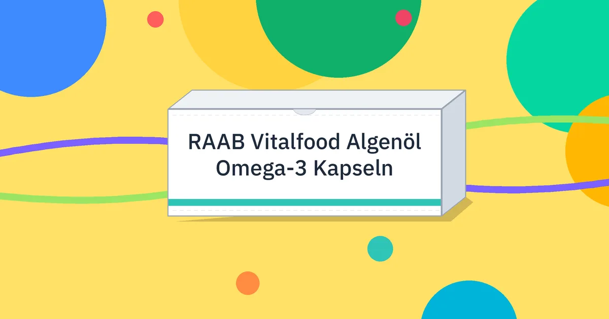 Symbolbild: Packung mit der Aufschrift RAAB Vitalfood Algenöl Omega-3 Kapseln (PZN 19304582) – Verfügbarkeit und Bezug in Apotheken in Frankfurt am Main