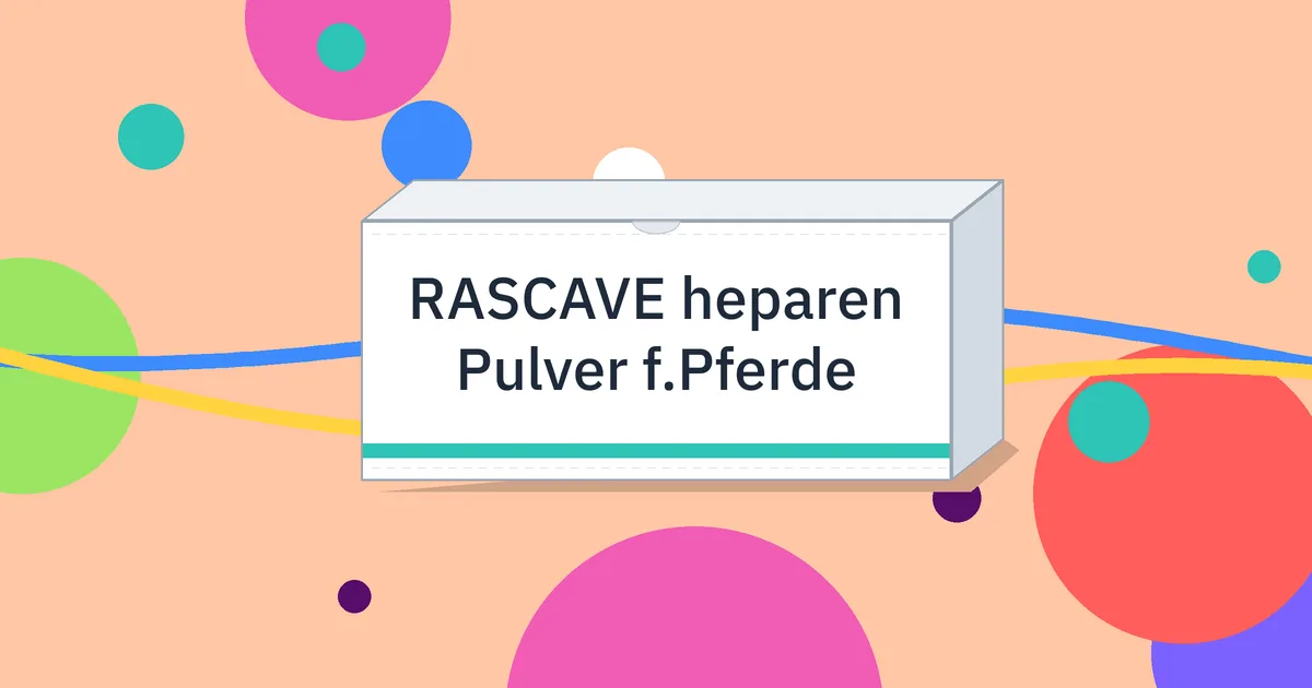 Symbolbild: Packung mit der Aufschrift RASCAVE heparen Pulver f.Pferde (PZN 17835370) – Verfügbarkeit und Bezug in Apotheken in Frankfurt am Main