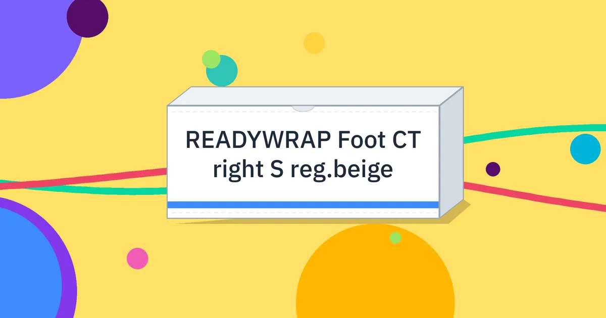 Symbolbild: Packung mit der Aufschrift READYWRAP Foot CT right S reg.beige (PZN 18008953) – Verfügbarkeit und Bezug in Apotheken in Frankfurt am Main