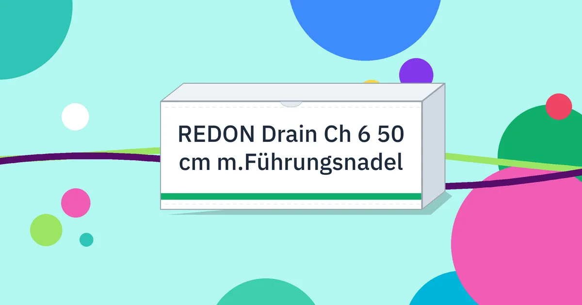 Symbolbild: Packung mit der Aufschrift REDON Drain Ch 6 50 cm m.Führungsnadel (PZN 03050292) – Verfügbarkeit und Bezug in Apotheken in Frankfurt am Main
