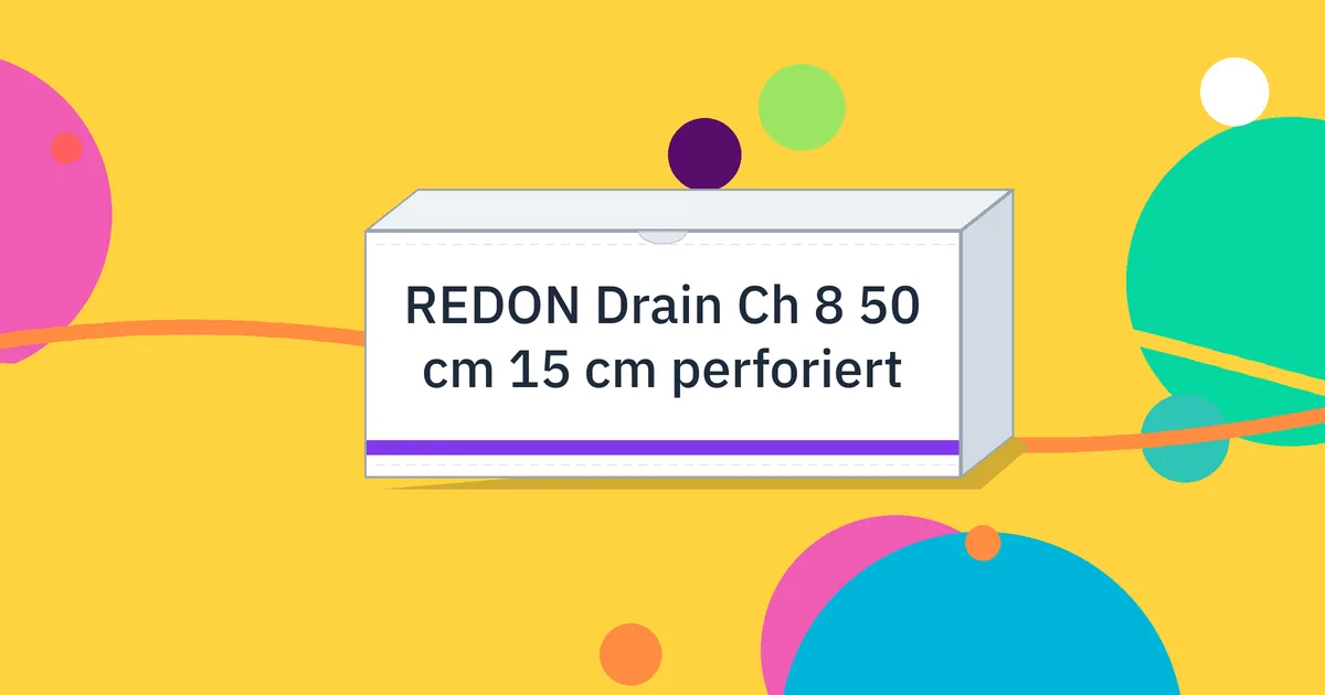 Symbolbild: Packung mit der Aufschrift REDON Drain Ch 8 50 cm 15 cm perforiert (PZN 12733191) – Verfügbarkeit und Bezug in Apotheken in Frankfurt am Main