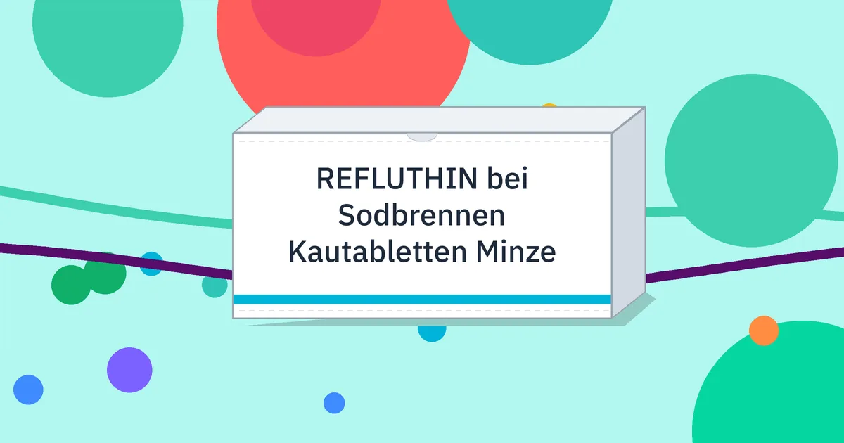 Symbolbild: Packung mit der Aufschrift REFLUTHIN bei Sodbrennen Kautabletten Minze (PZN 16011313) – Verfügbarkeit und Bezug in Apotheken in Frankfurt am Main