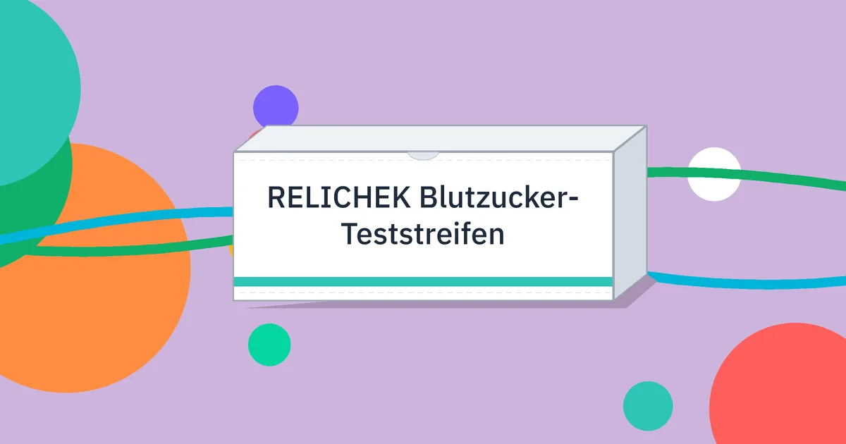 Symbolbild: Packung mit der Aufschrift RELICHEK Blutzucker-Teststreifen (PZN 13719342) – Verfügbarkeit und Bezug in Apotheken in Frankfurt am Main