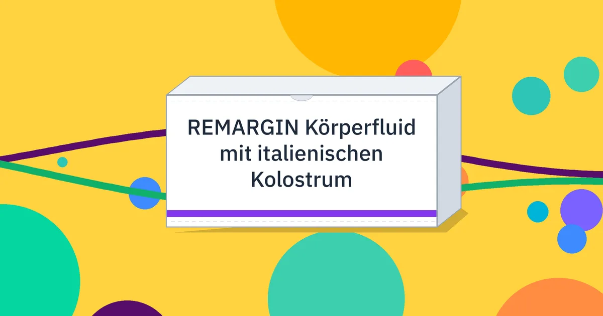 Symbolbild: Packung mit der Aufschrift REMARGIN Körperfluid mit italienischen Kolostrum (PZN 19013502) – Verfügbarkeit und Bezug in Apotheken in Frankfurt am Main