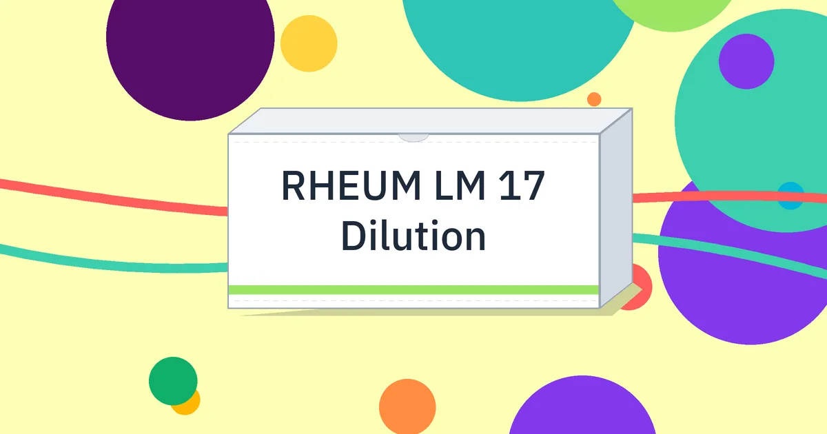 Symbolbild: Packung mit der Aufschrift RHEUM LM 17 Dilution (PZN 13049551) – Verfügbarkeit und Bezug in Apotheken in Frankfurt am Main